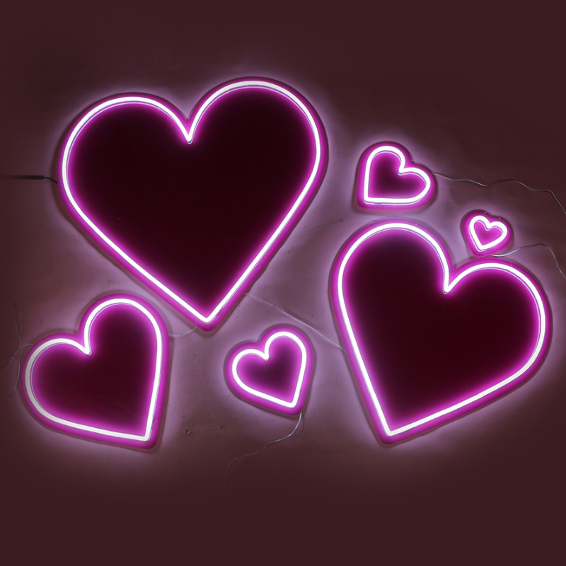 Pink Heart Neon Signs Set Hire Melbourne | Feel Good Events
